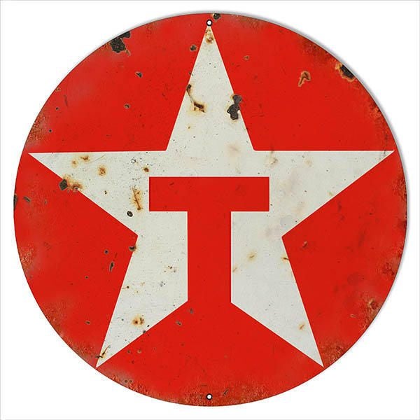 Texaco Star Red T Gas Station Sign Aged Style Metal Sign 3 - Etsy