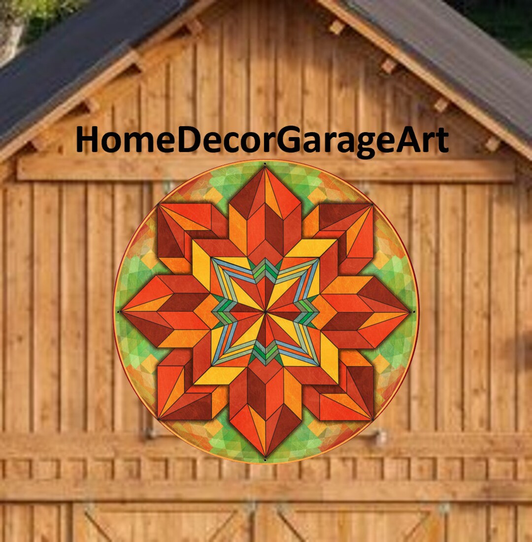 Barn Quilt Sign, Geometric Round, Metal, UV Protection, 6 Sizes ...
