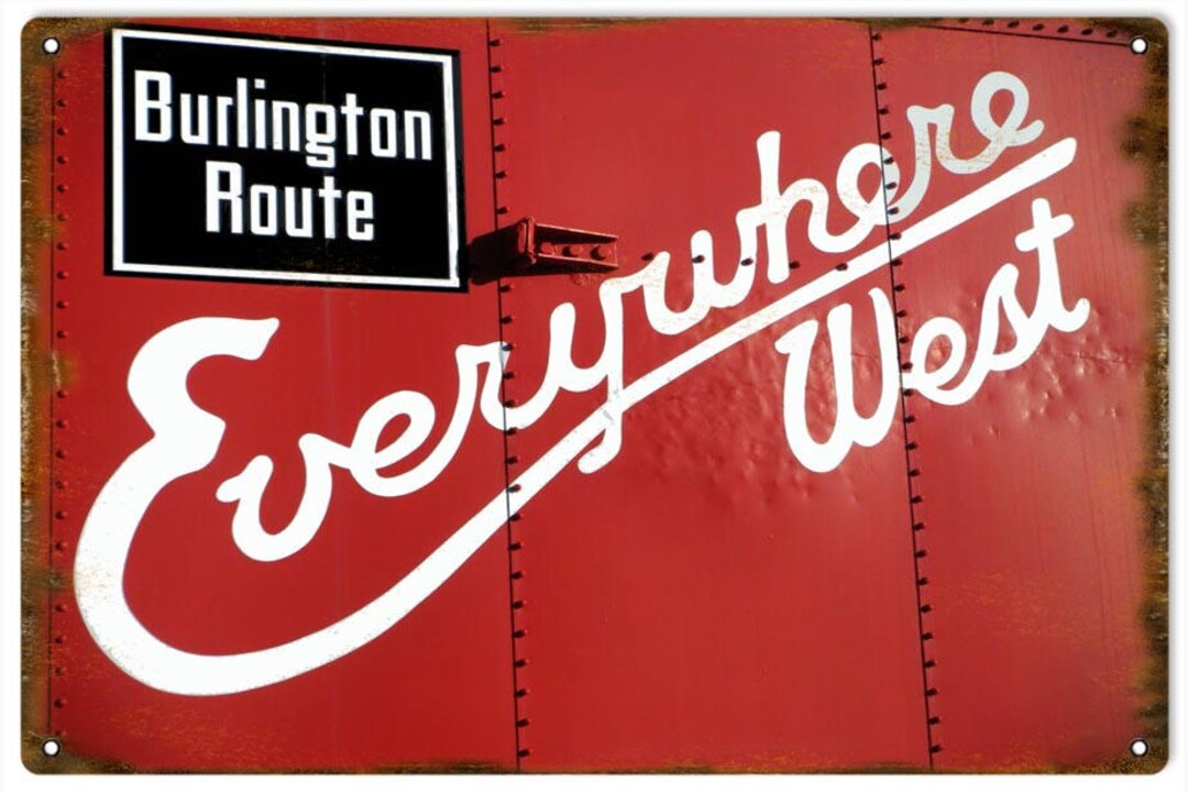 Burlington Route Railroad Sign, Aged Style Aluminum Metal Sign, USA ...