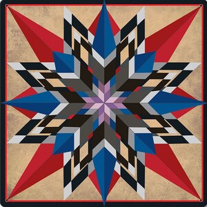 Barn Quilt Sign, Sixteen Point Star, Square Metal Sign With UV ...
