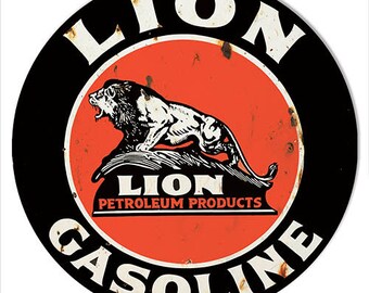 Lion Gasoline Sign | Etsy