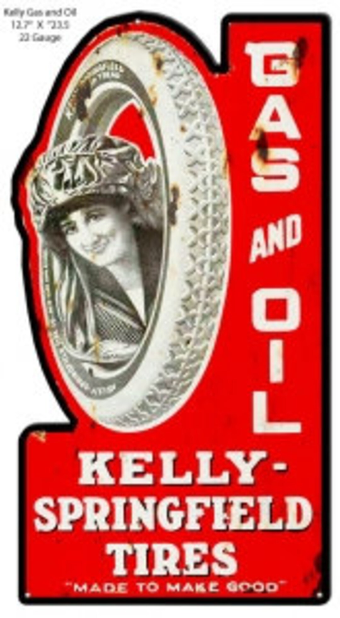 Kelly Springfield Tires Sign, Aged Style 12.7 X 23.5 Inch Laser Cut Out ...
