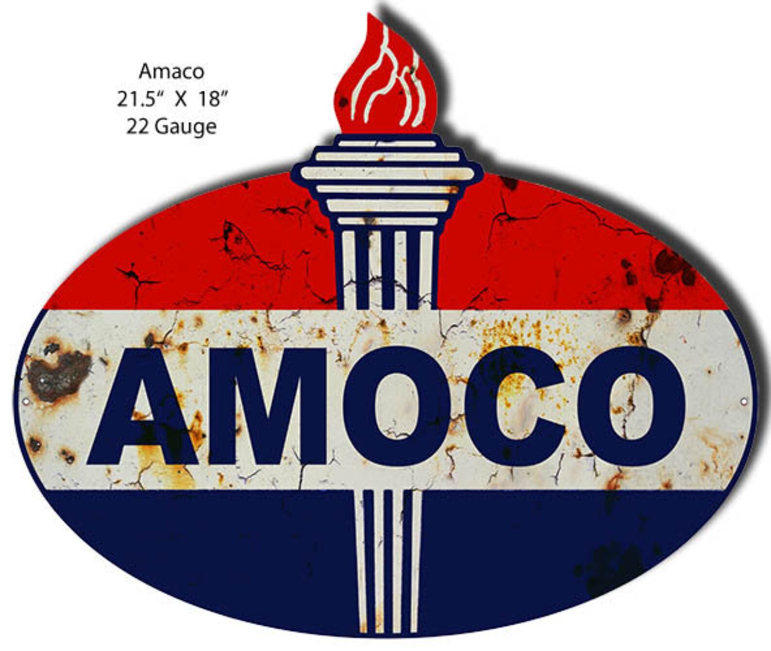 Amoco Gas Station Sign 21.5 X 18 Inches 22 Gauge Metal Aged - Etsy