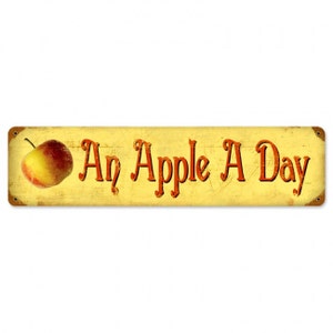 An Apple A Day Metal Art Sign, 20 X 6 Inches, Vintage Style Advertising ...