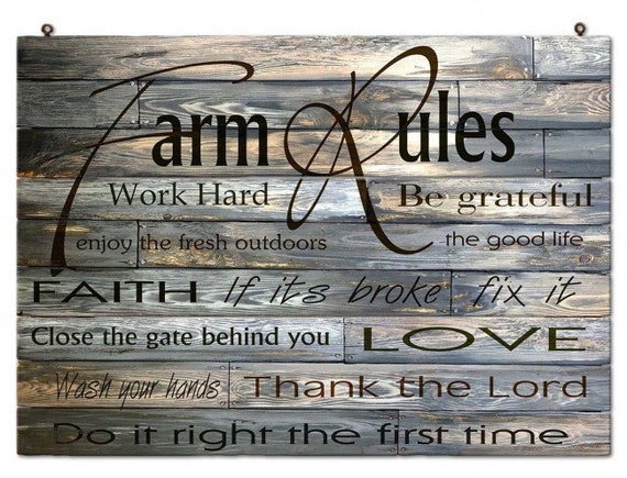 Farm Rules plasma laser cut custom metal art sign 2 Sizes | Etsy