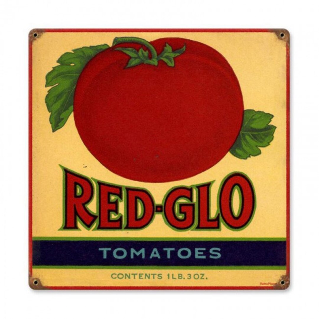 Red Glo Tomatoes Retro Planet Advertising Metal Sign, 12 X 12 Inches ...