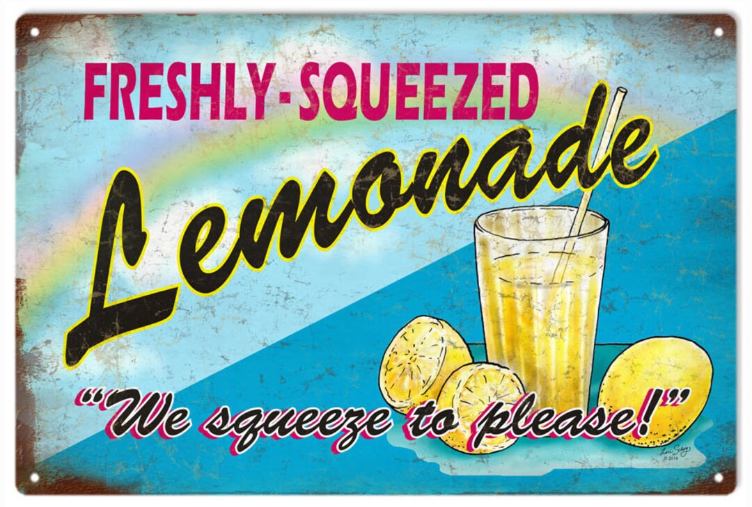 Fresh Squeezed Lemonade Metal Sign 12 X 18 Vintage Style Etsy