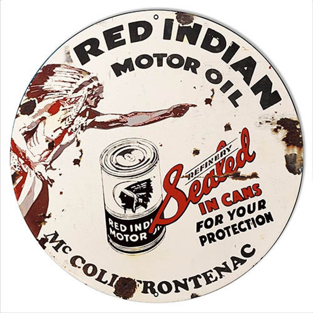 Red Indian Motor Oil Aged Style Metal Sign 2 Sizes USA - Etsy