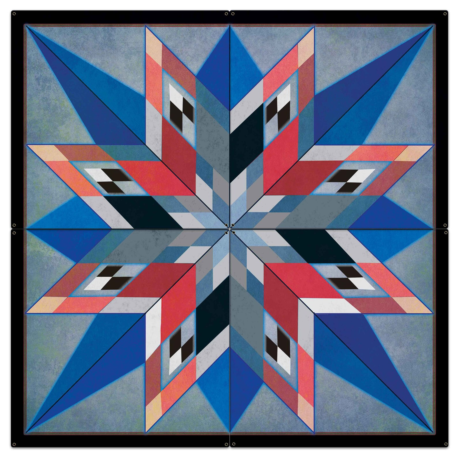 Barn Quilt Sixteen Point Star Square Metal Sign With UV Protection, 9 ...