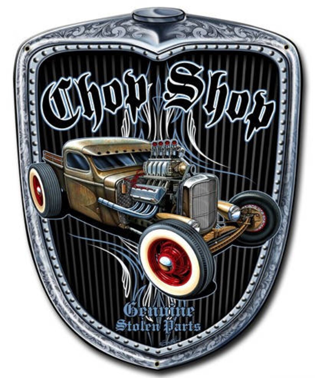 Chop Shop Grill, Rat Rod, Plasma Custom Shape Powder Coated Metal Sign ...