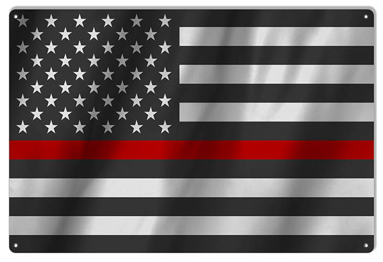 US Flag Red Line Honoring Fire Fighters 18 X 12 Inch Metal | Etsy