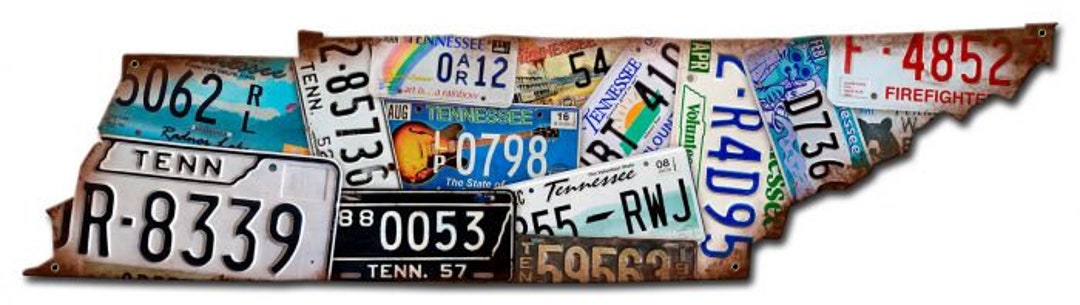 Tennessee License Plate Map, Metal Art Sign, American Made, Vintage ...
