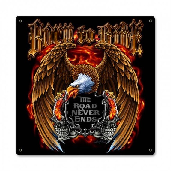 Born to Ride Eagle Motorcycle Biker Metal Sign Vintage | Etsy