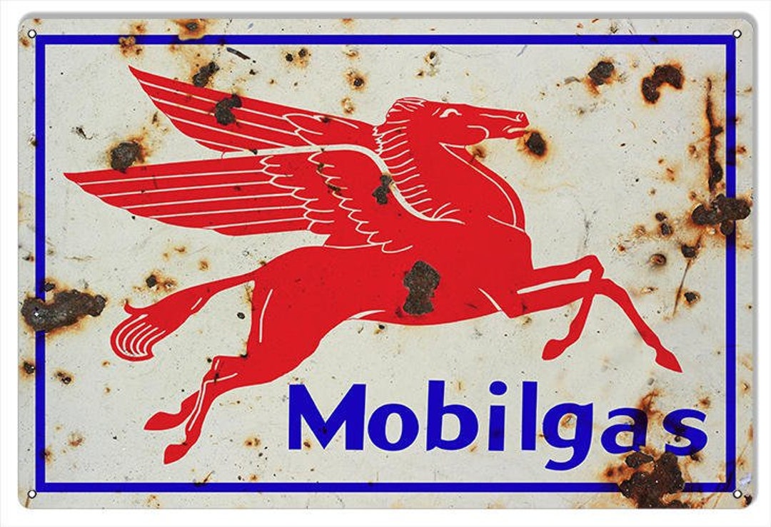 Mobilgas Pegasus Sign, Vintage Aged Style Large 16 X 24 Inch .040 Gauge ...