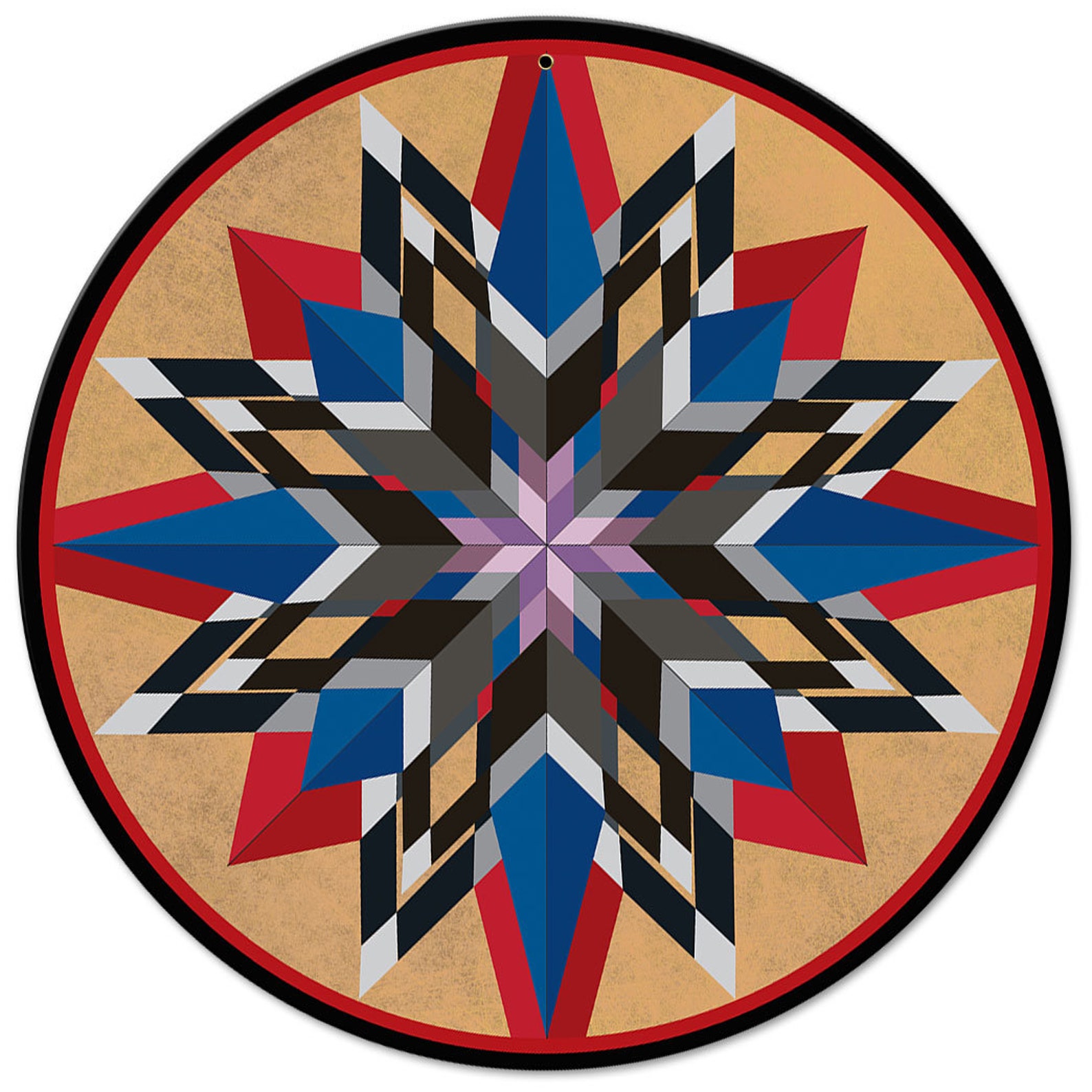 Barn Quilt 16 Point Star Blue Round Metal Sign 6 Sizes | Etsy