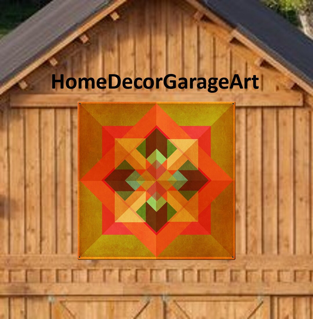 Barn Quilt Sign, Squares & Arrows Orange, Powder Coated Metal , 9 Sizes ...