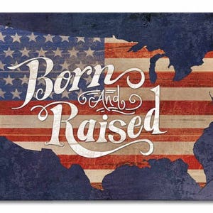 Born and Raised US Flag Patriotic Art on Metal Sign 2 Sizes - Etsy