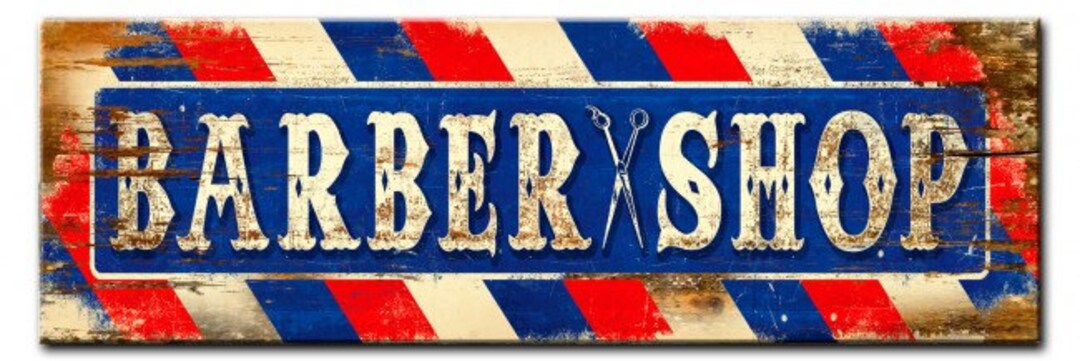 Barber Shop Sign on Reclaimed Barn Wood 22 X 7, American Made Vintage ...