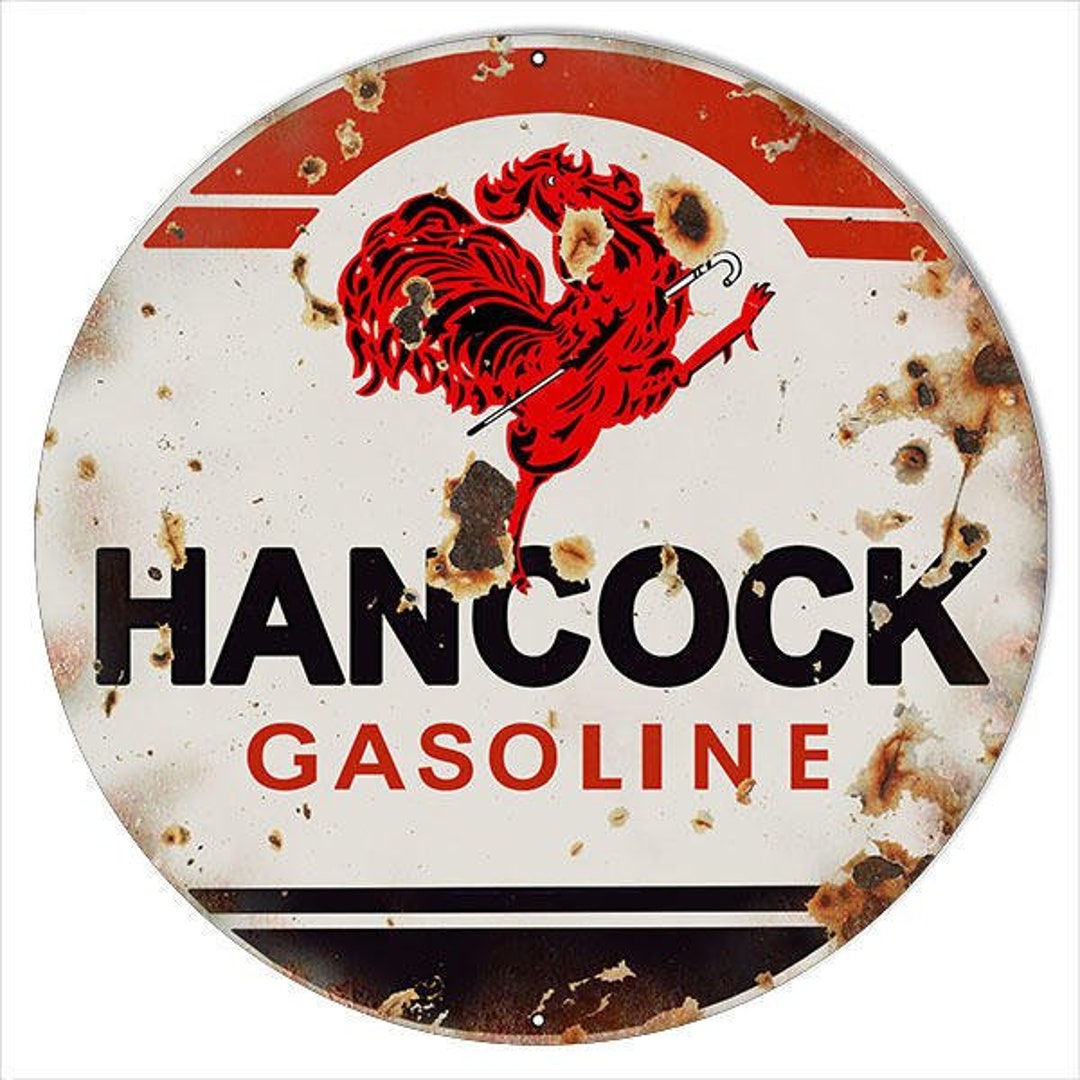 Hancock Gasoline Sign Vintage Aged Style Aluminum Metal Sign - Etsy