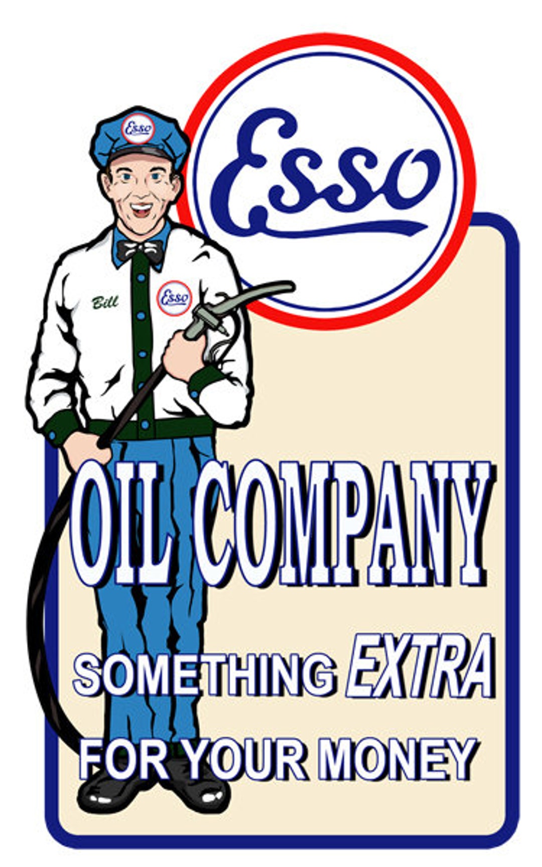 ESSO Oil Company Man Metal Sign, 14 X 23 Inches, USA Made Vintage Style ...