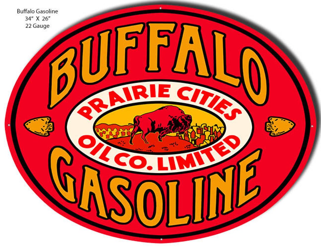 Buffalo Gasoline 26 X 34 Inch Oval Metal Sign 2 Styles New - Etsy