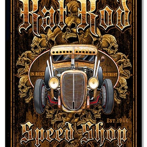 Rat Rod Speed Shop, 12 X 16 Metal Sign OR 12 X 16 Canvas Art, Home ...