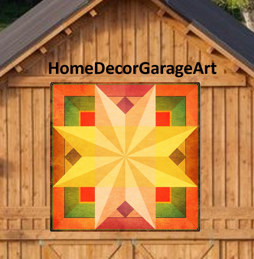 Barn Quilt Sign, Eight Point Star Quilt Pattern, Metal Sign With UV ...