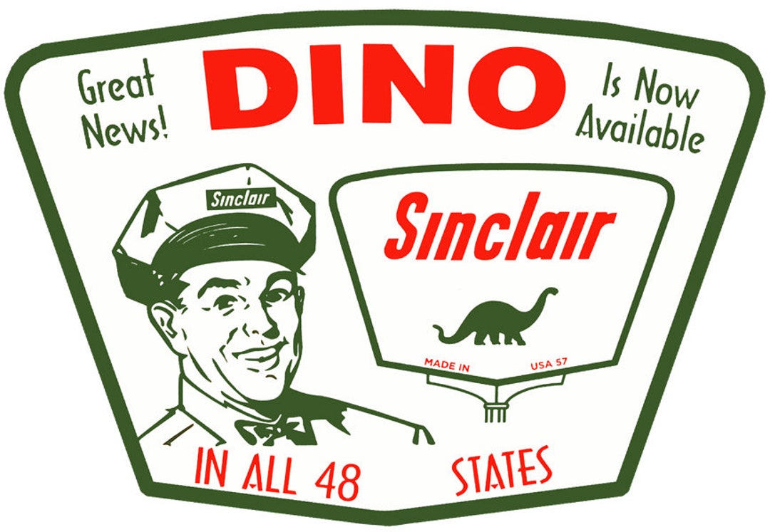 Sinclair Dino Dinosaur in All 48 States Cut Out Metal Sign 15x10 Inches ...
