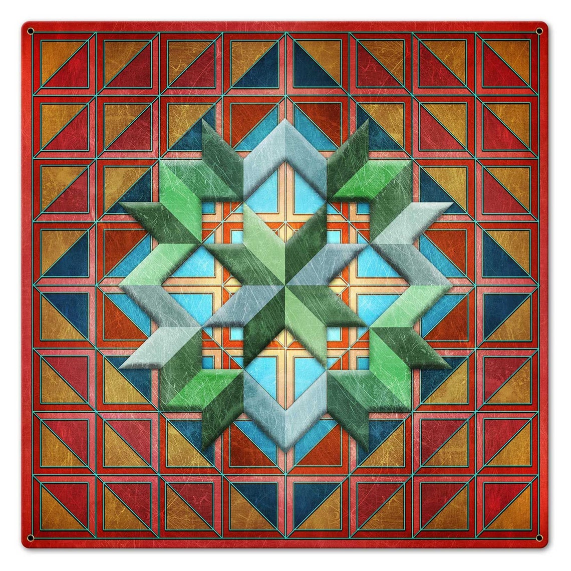 Barn Quilt Squares & Triangles Box Pattern Metal Sign With UV - Etsy