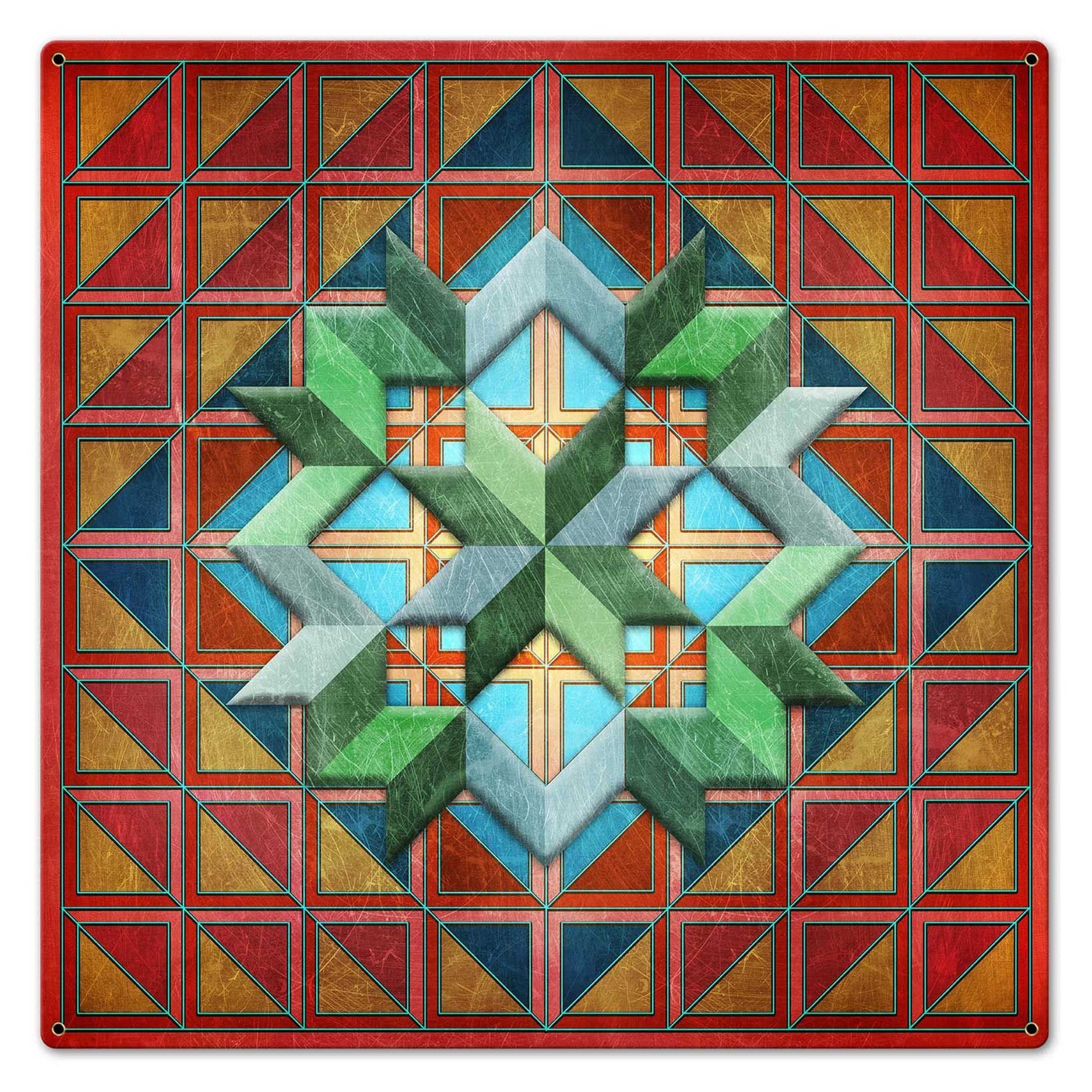 Barn Quilt Squares & Triangles Box Pattern Metal Sign With UV - Etsy