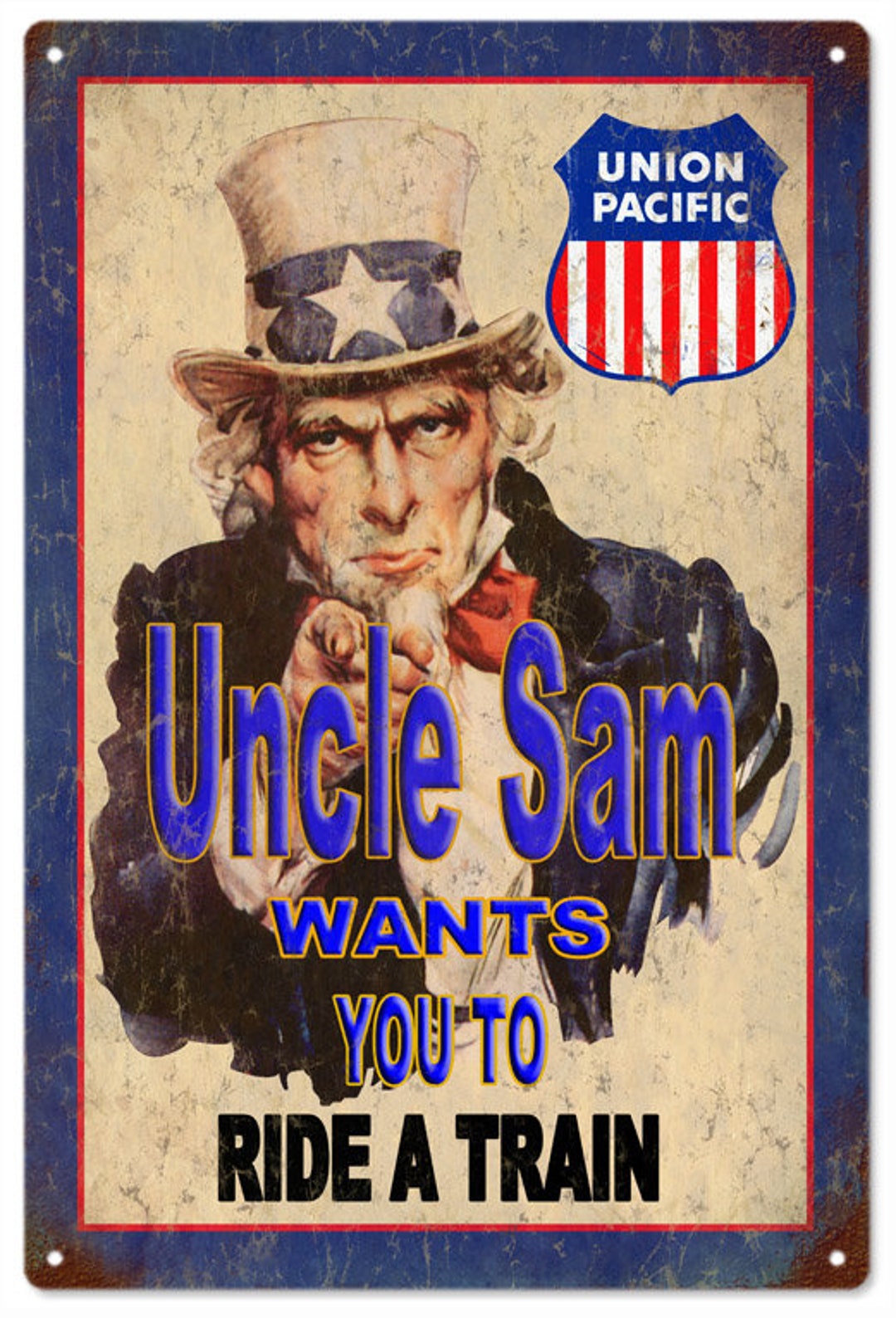 Uncle Sam Union Pacific Railroad Sign, 12 X 18 Metal Sign, USA Made ...
