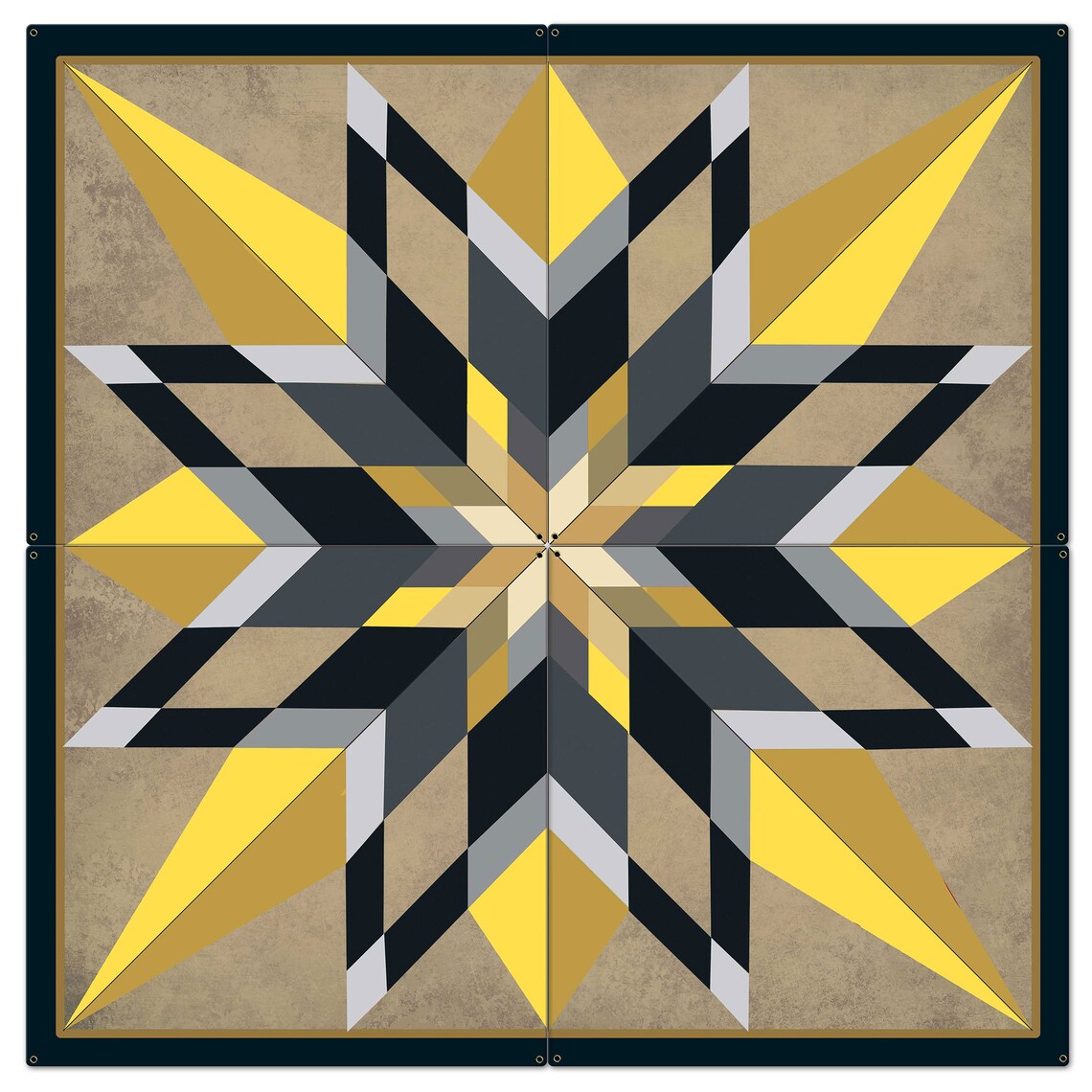 Barn Quilt Sixteen Point Star Yellow Square Metal Sign With - Etsy