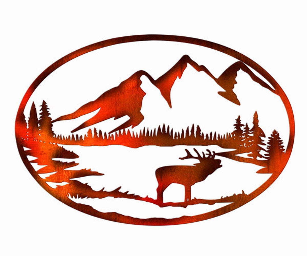 Buck in Wilderness Laser Cut Out Sign With Copper Looking Finish ...