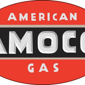 Amoco American Gas Sign, 2 Sizes, Oval 24 Gauge Metal, USA Made Vintage ...