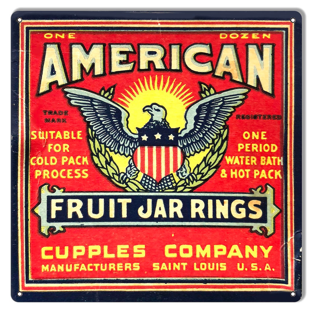 American Fruit Jar Rings Metal Sign 12 X 12 Vintage Style - Etsy