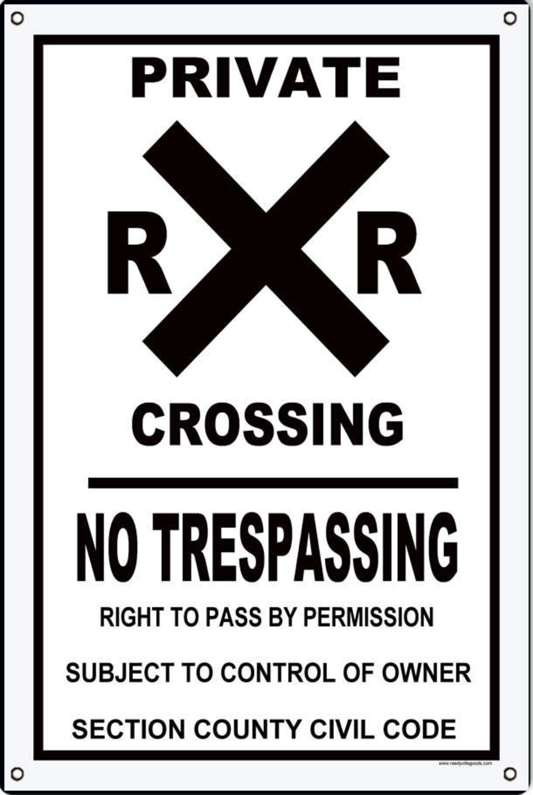 Private Railroad Crossing Railroad Sign, Aged Style Aluminum Metal Sign ...