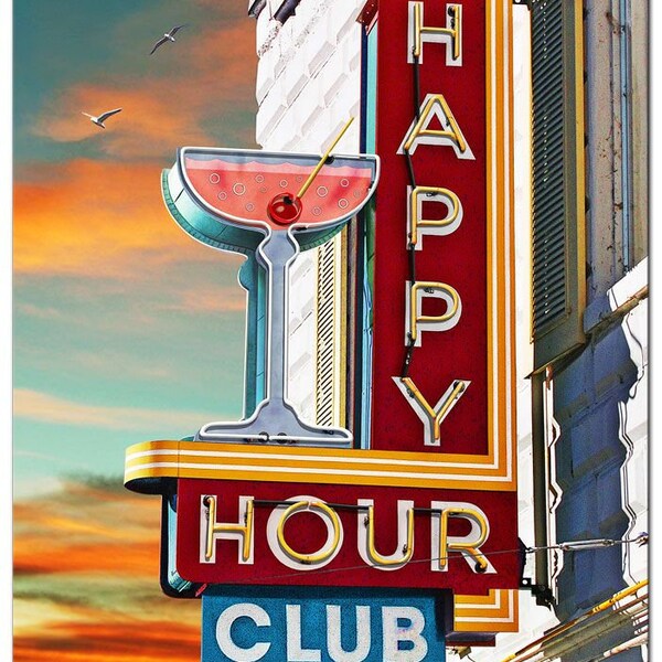 Happy Hour Club Vintage Sign - Etsy
