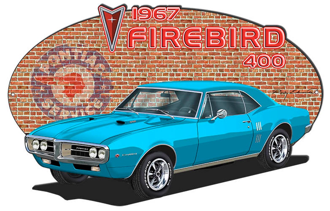 1967 Pontiac Firebird Metal Sign by Artist Rudy Edwards 17.9 X - Etsy