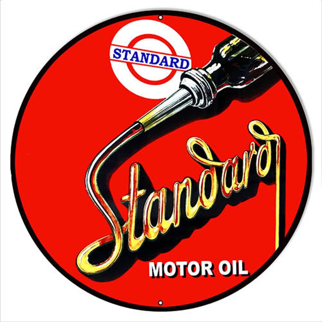 STANDARD Motor Oil Round Aged OR New Style Metal Sign 14 X 14 Inches ...
