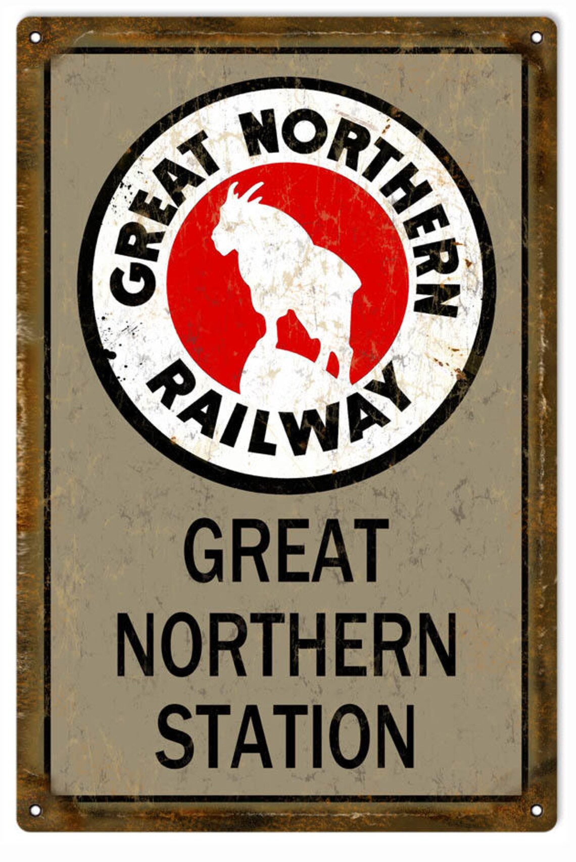 Great Northern Railway Railroad Sign Aged Style Aluminum - Etsy