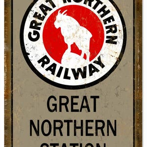 Great Northern Railway Railroad Sign, Aged Style Aluminum Metal Sign ...