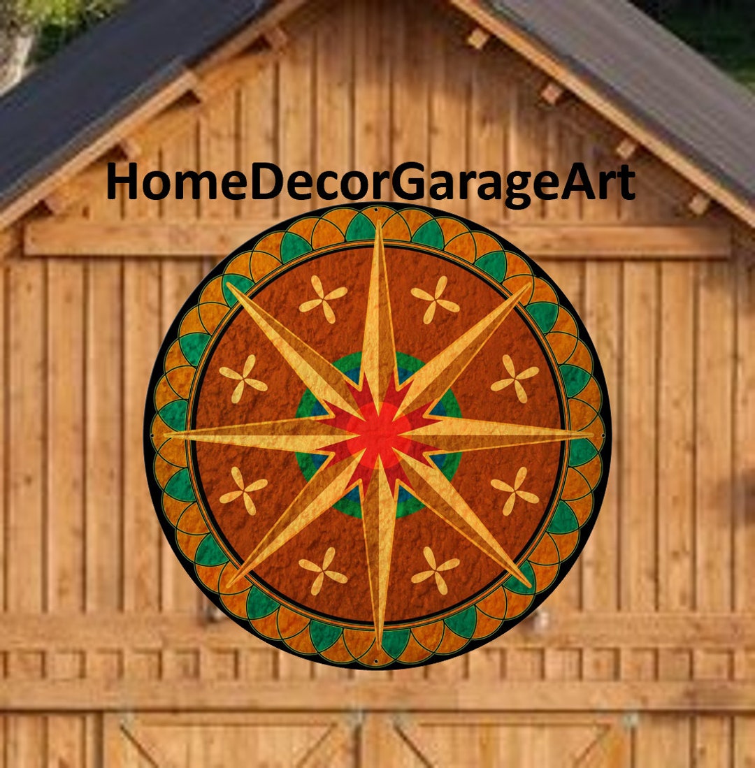 Barn Hex Sign, Pennsylvania Dutch Eight Point Star, Metal, UV ...