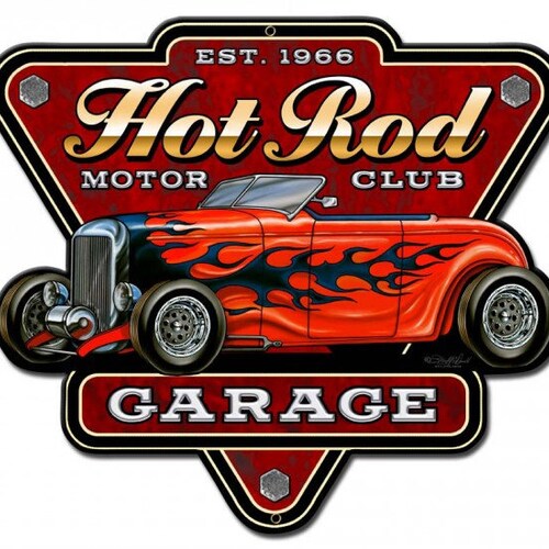 Custom Rusty Design Hot Rod Garage Metal Sign - Etsy