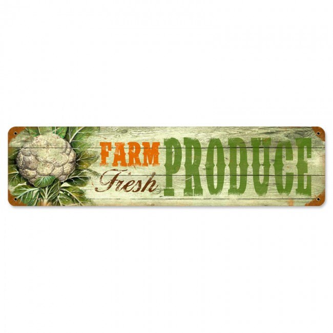 Farm Fresh Produce Metal Sign 20 X 5 Inches Retro Planet - Etsy