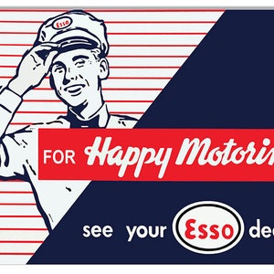 Esso Motor Oil Happy Motoring Sign, 2 Styles, 18 X 12 Inch, 22 Gauge ...