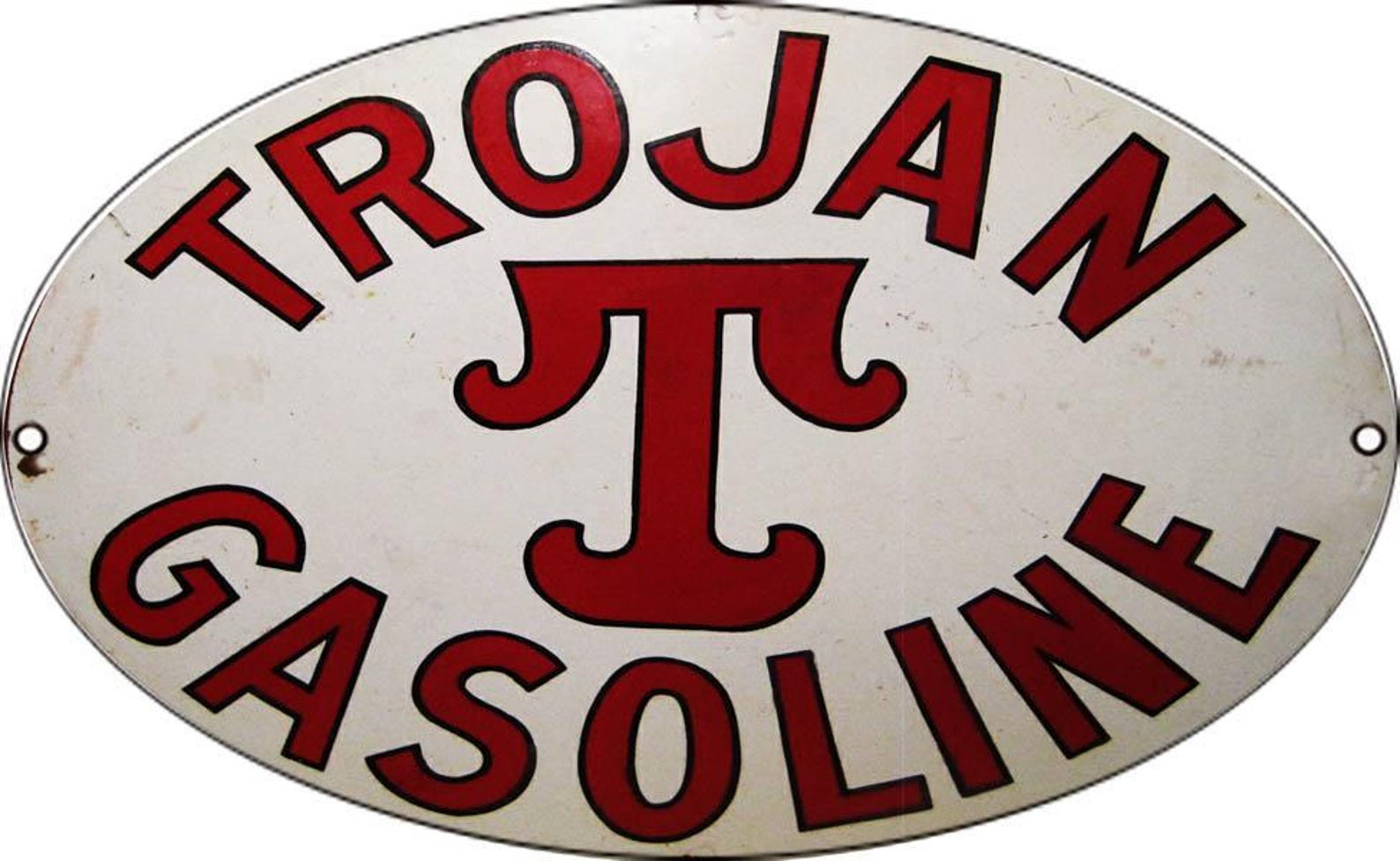 Trojan Gasoline Sign 11 X 18 Inch Oval 24 Gauge Metal USA - Etsy