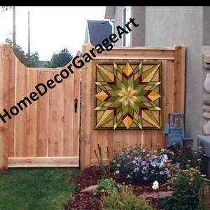 Barn Quilt Sign, Sixteen Point Star Earth Tone II, Square Metal Sign ...