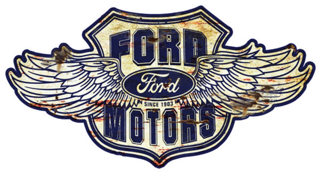 Ford Motors Cutout Sign, 23 X 12 Inch 22 Gauge Steel Metal, USA Made ...