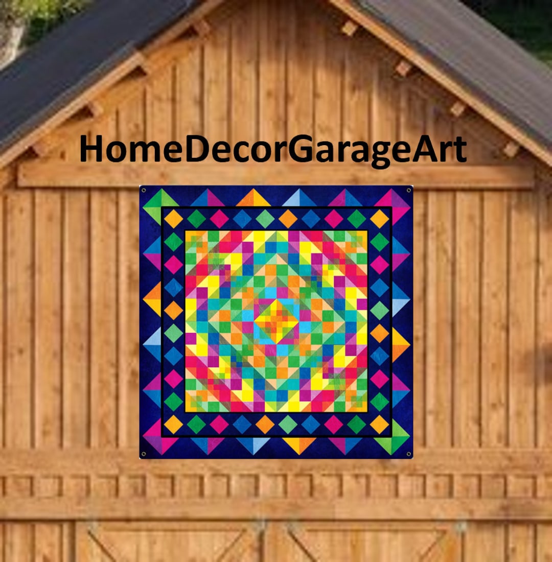 Barn Quilt Tapestry Squares & Triangles Metal Sign With UV - Etsy