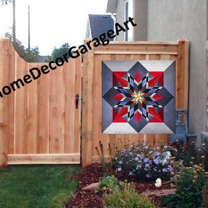 Barn Quilt Sign, 16 Point Star on Squares, Powder Coated Metal , 9 ...